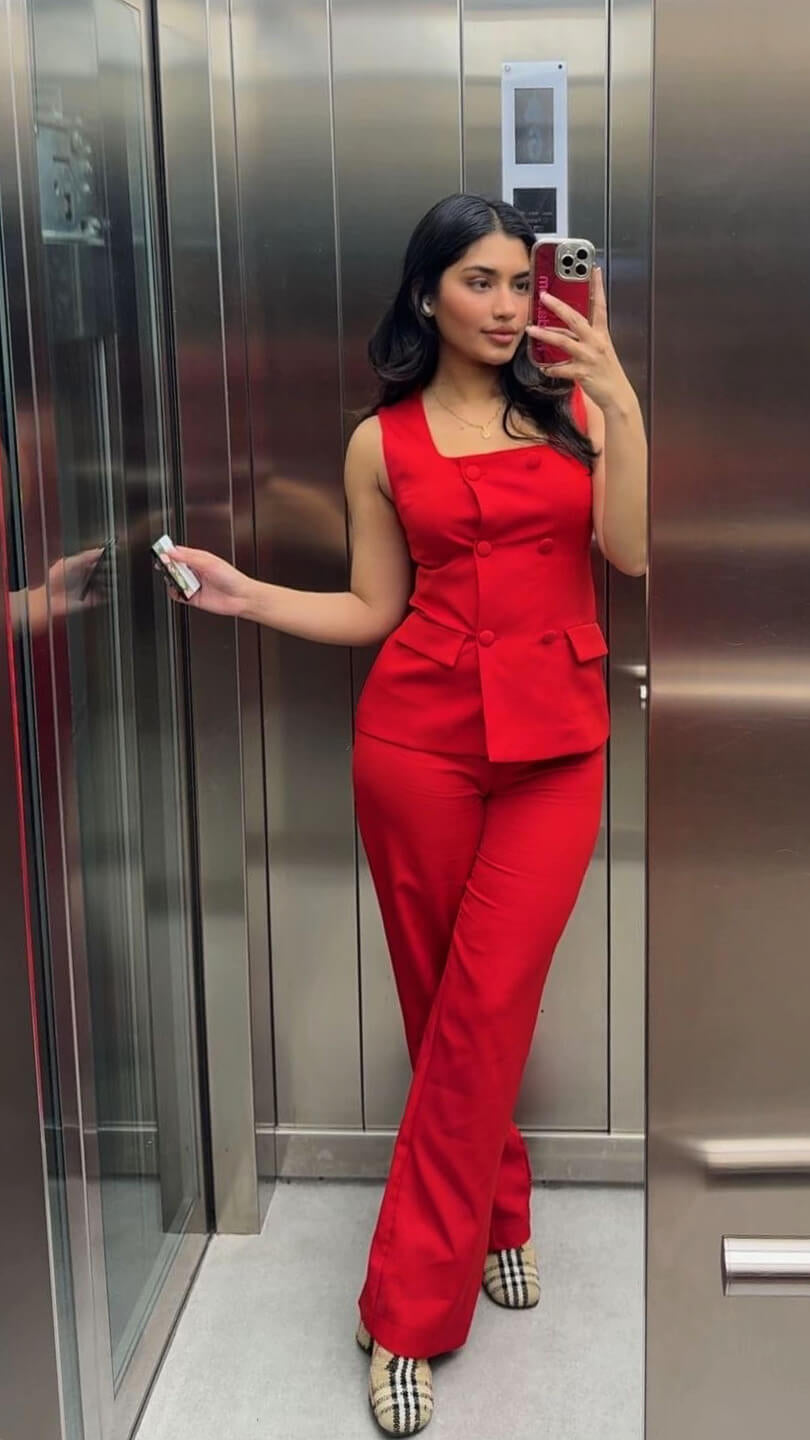Latifa "Power in Red" – Luxe Modest Suit Set – HIRIDA